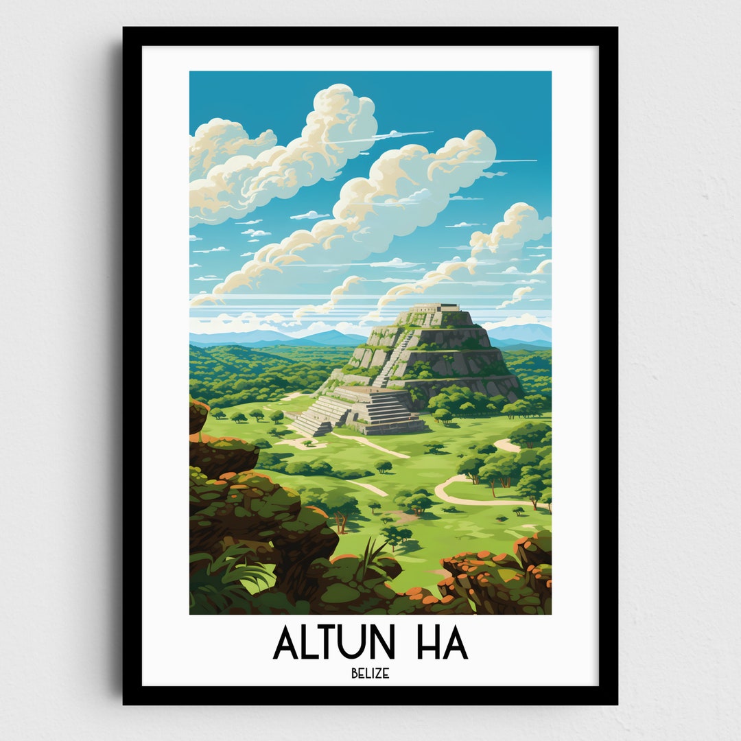 Altun Ha Travel Wall Art, Belize Painting Gifts, Caribbean Home Decor ...