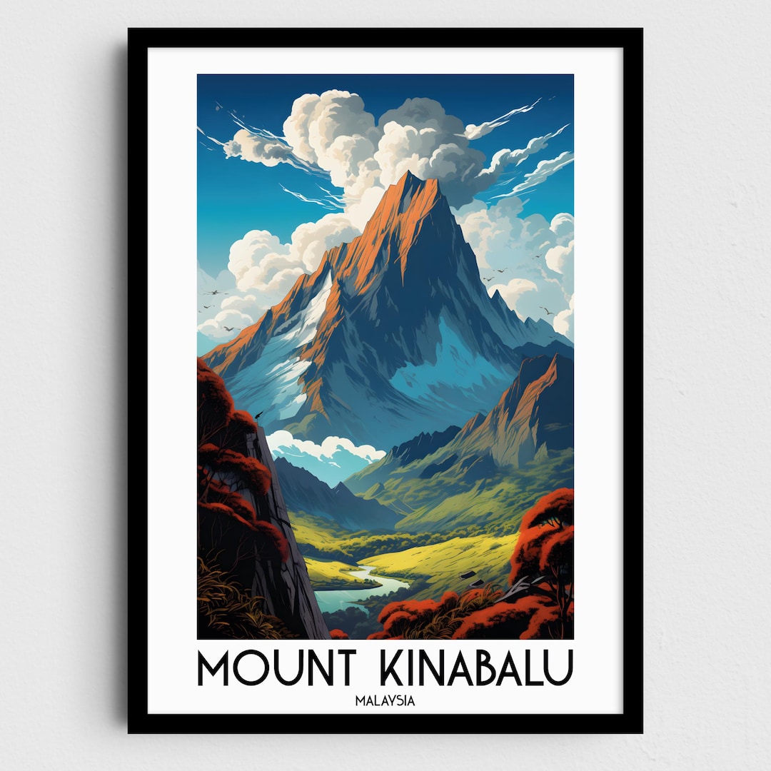 Mount Kinabalu Travel Wall Art, Malaysia Painting Gifts, Asia Home ...
