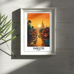 Yangon Travel Wall Art, Myanmar Painting Gifts, Asia Home Decor ...