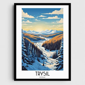 Trysil Travel Wall Art, Norway Painting Gifts, Scandinavia Home Decor ...