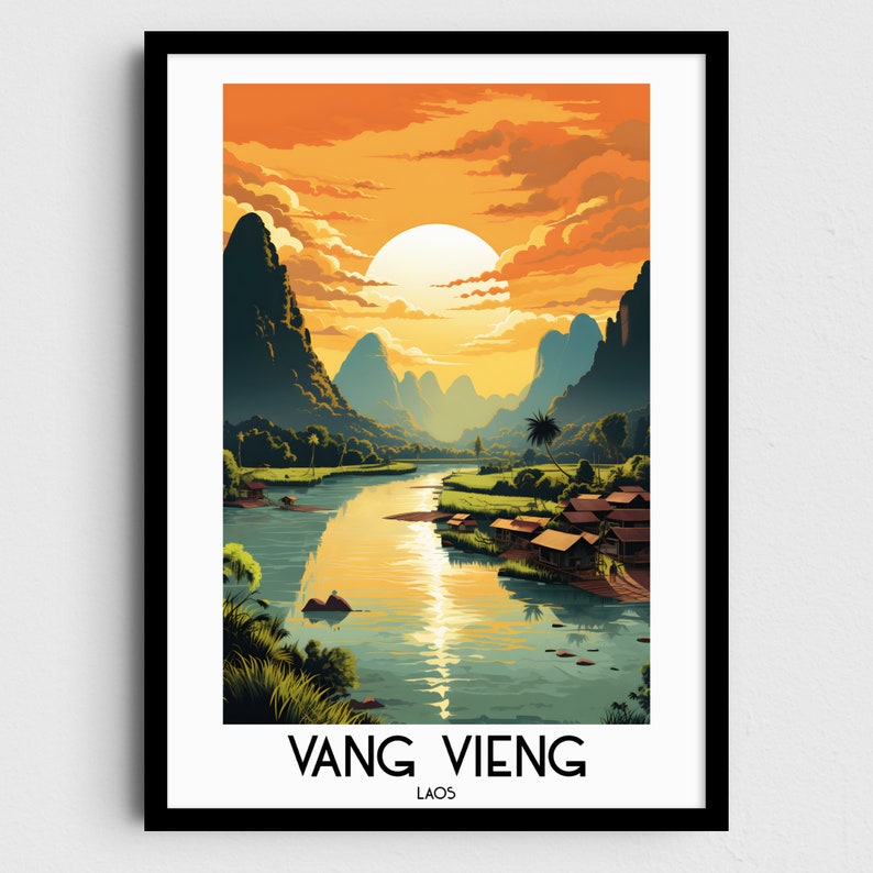 Vang Vieng Travel Wall Art, Laos Painting Gifts, Asia Home Decor ...