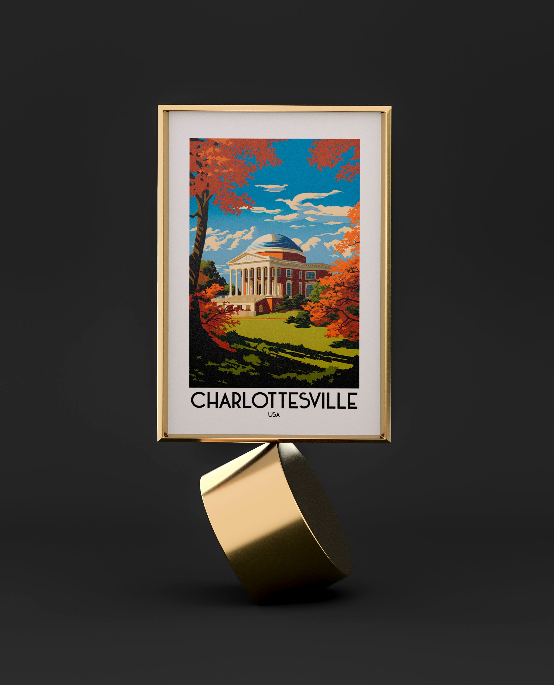 Charlottesville Travel Wall Art, Virginia Painting Gifts, USA Home ...