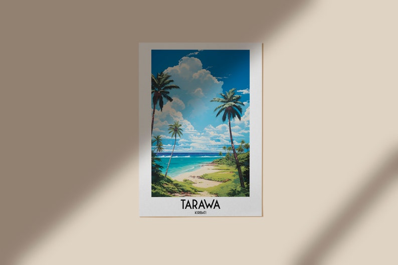 Tarawa Travel Wall Art, Kiribati Painting Gifts, Oceania Home Decor ...