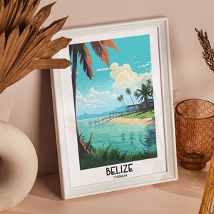 Belize Travel Wall Art, Caribbean Painting Gifts, Home Decor, Digital ...