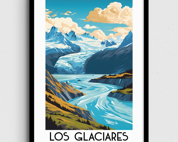 Los Glaciares National Park Travel Poster, Argentina Wall Art ...