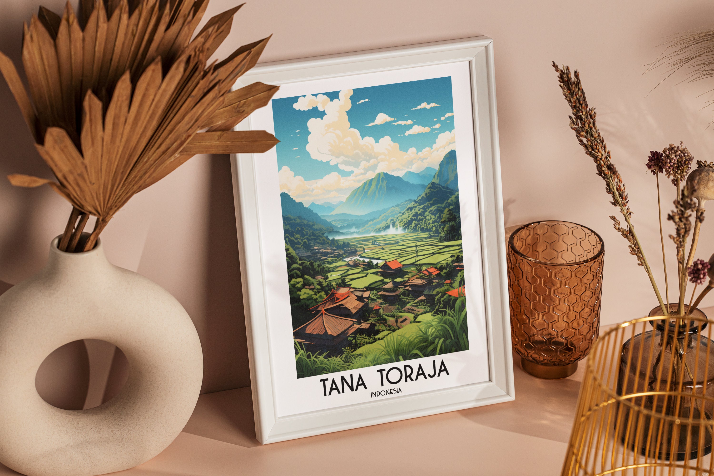 Tana Toraja Travel Wall Art, Indonesia Painting Gifts, Asia Home Decor ...