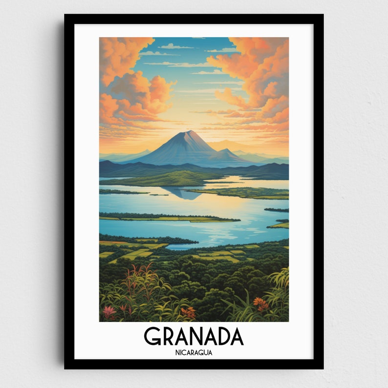 Granada Travel Wall Art, Nicaragua Painting Gifts, Caribbean Home Decor ...