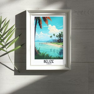 Belize Travel Wall Art, Caribbean Painting Gifts, Home Decor, Digital ...