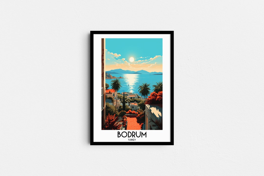 Bodrum Turkey Travel Poster, Coastal Europe Home Decor (digital ...