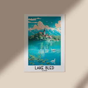 Lake Bled Travel Wall Art, Slovenia Painting Gifts, Europe Home Decor, Digital Prints Posters ...