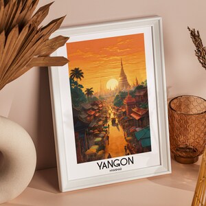 Yangon Travel Wall Art, Myanmar Painting Gifts, Asia Home Decor ...