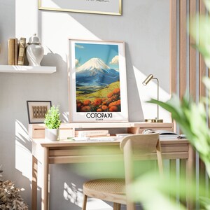 Cotopaxi Travel Wall Art, Ecuador Painting Gifts, South America Home ...