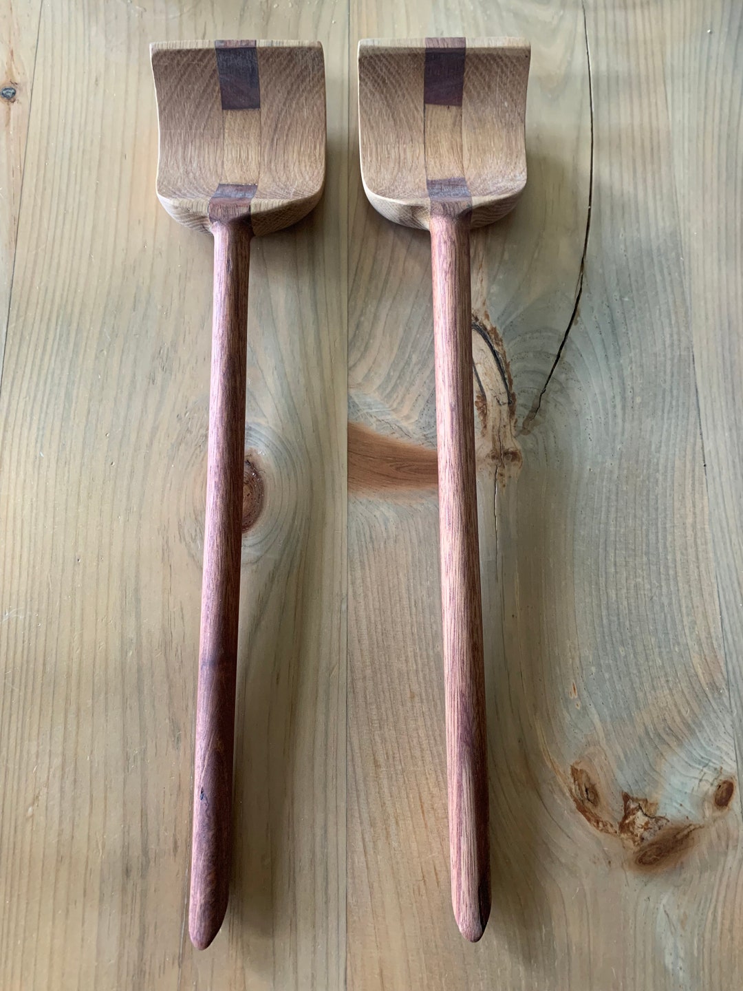 Oak and Mahogany Serving Spoons - XL - Etsy