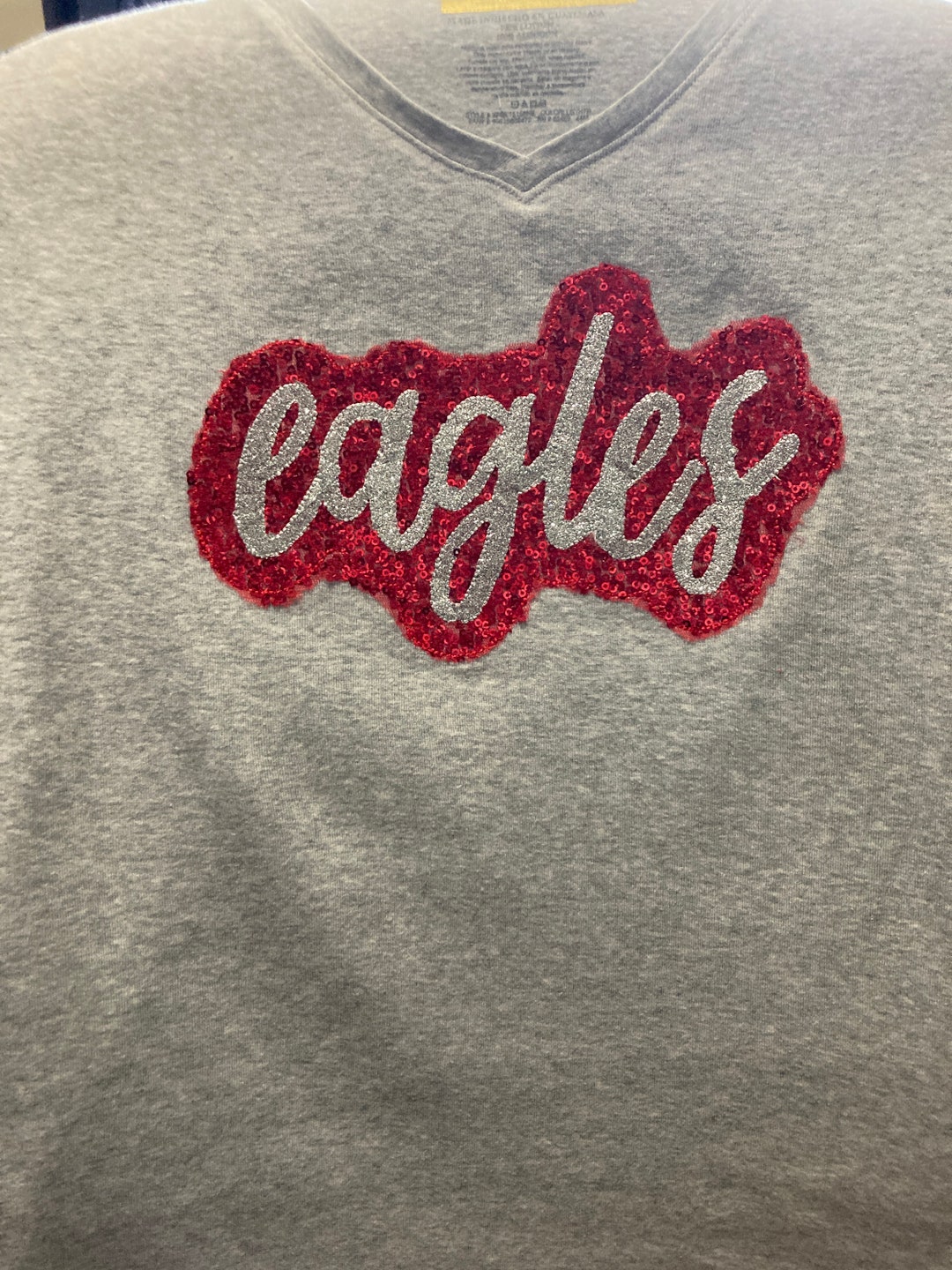Eagles School Spirit Mascot Sequins & Sparkle Glitter, Large Ladies V ...