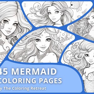 45 Mermaid Coloring Pages | Digital Download | Printable | Kids ...