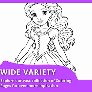 48 Simple Princess Coloring Pages | Digital Download | Printable | Kids ...