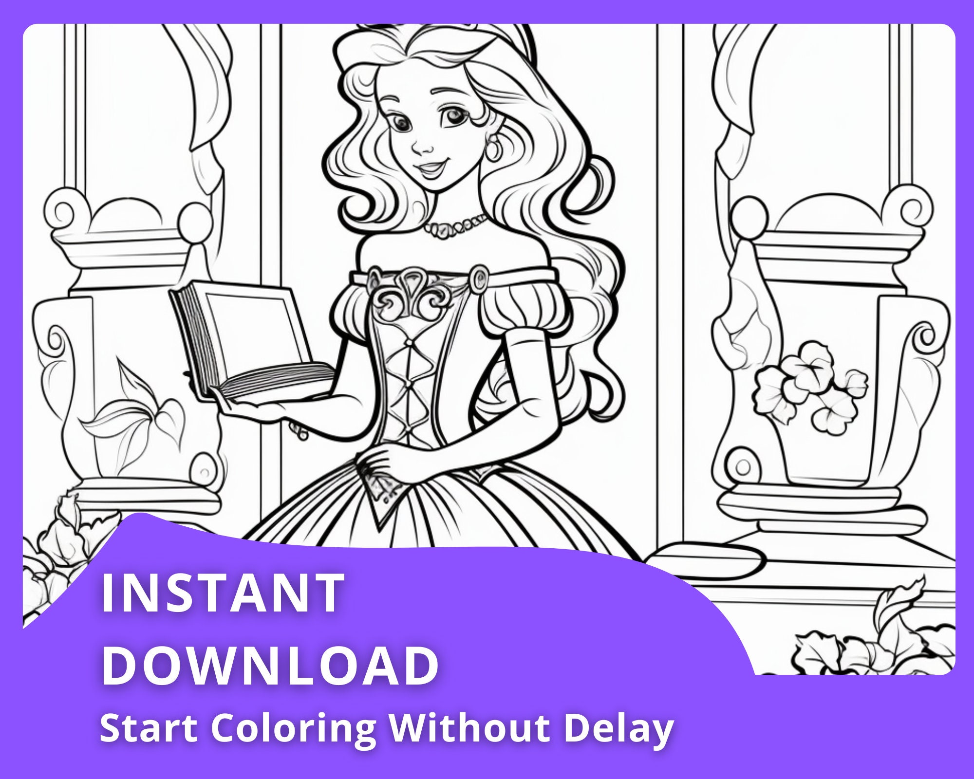 46 Princess Coloring Pages | Digital Download | Printable | Kids ...