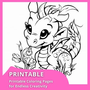70 Dragons Coloring Pages | Digital Download | Printable | Kids ...