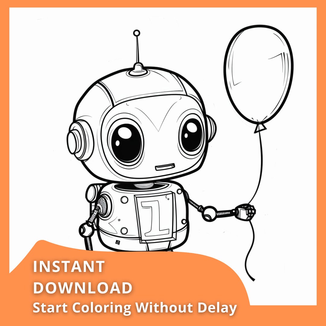 Cute Robot Coloring Pages Digital Download Printable Kids Activities - Etsy