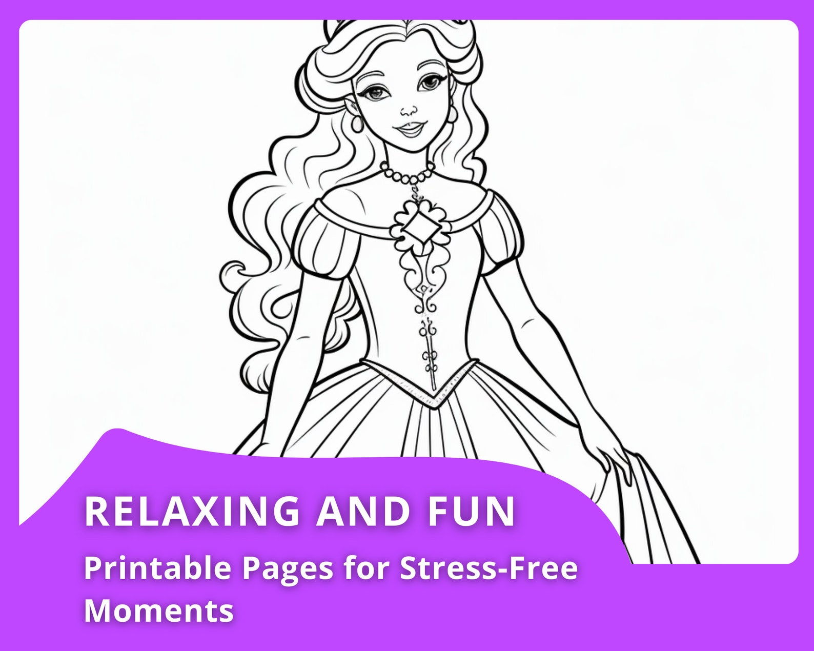 48 Simple Princess Coloring Pages Digital Download Printable Kids ...