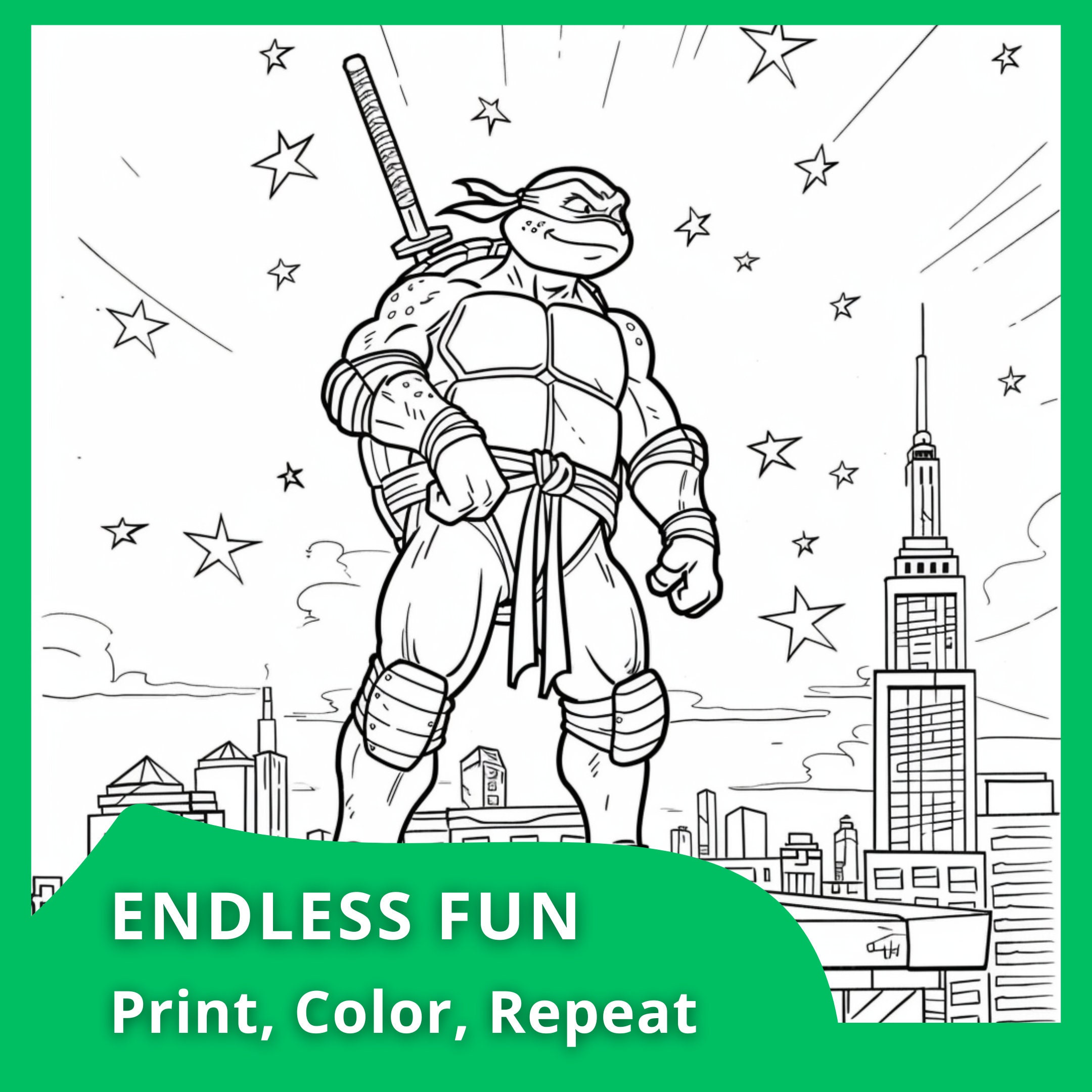 Ninja Turtles Coloring Pages | Digital Download | Printable | Kids ...