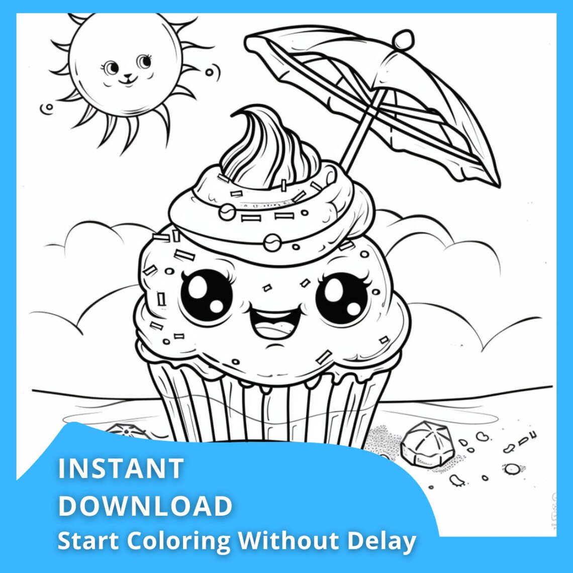 Cupcakes Coloring Pages Digital Download Printable Kids Activities - Etsy