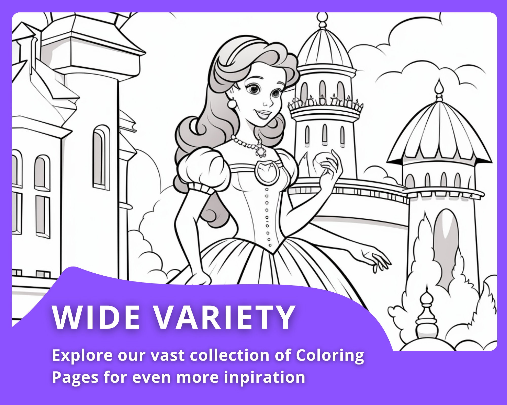 46 Princess Coloring Pages | Digital Download | Printable | Kids ...