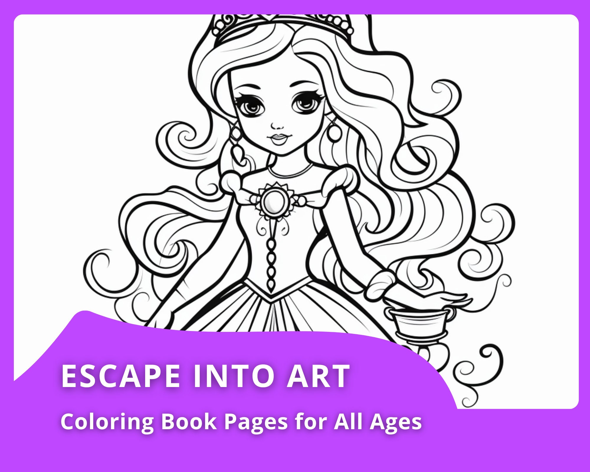 48 Simple Princess Coloring Pages Digital Download Printable Kids ...