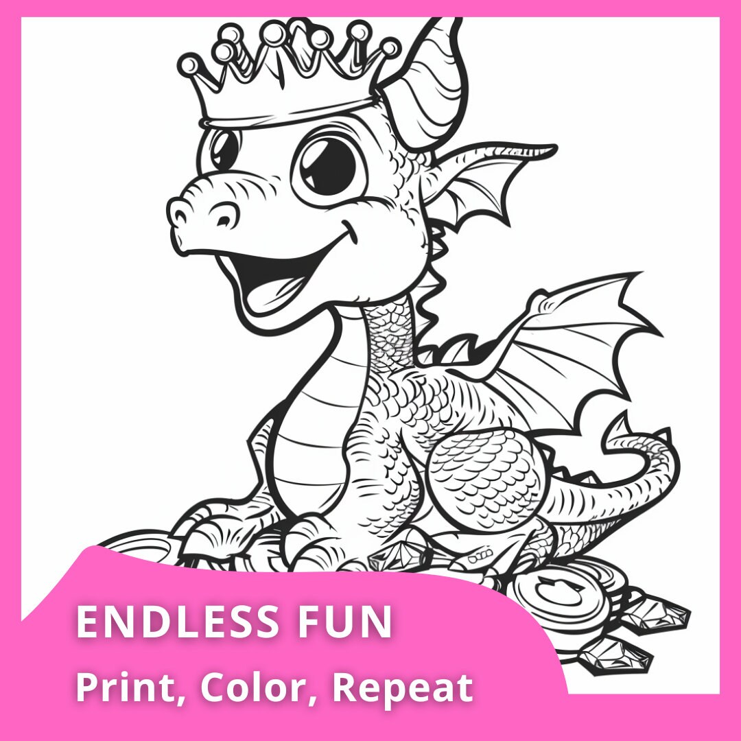 70 Dragons Coloring Pages | Digital Download | Printable | Kids ...