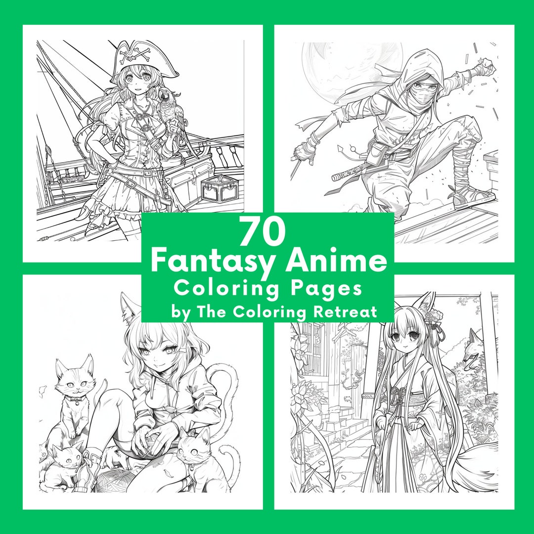 Fantasy Anime Coloring Pages | Digital Download | Printable | Kids ...