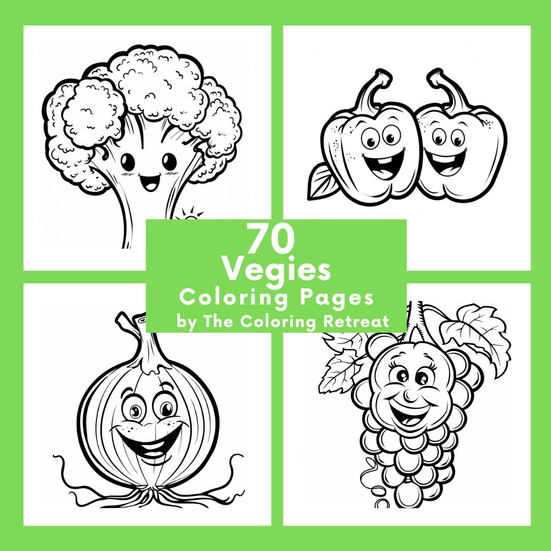 70 Vegetable Coloring Pages | Digital Download | Printable | Kids ...