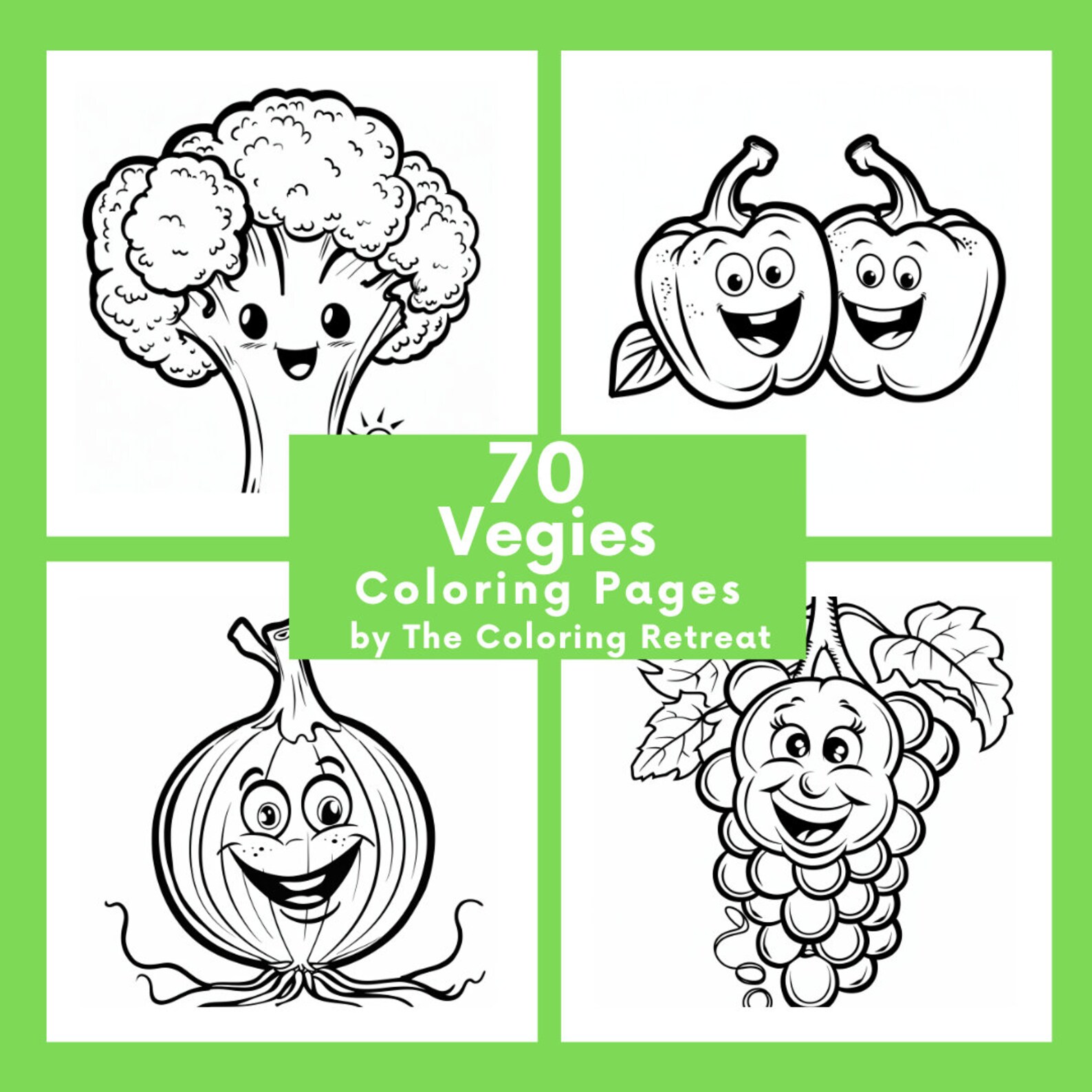 70 Vegetable Coloring Pages | Digital Download | Printable | Kids ...