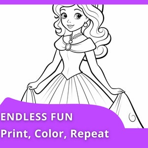 48 Simple Princess Coloring Pages | Digital Download | Printable | Kids ...