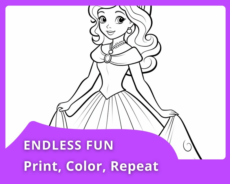 48 Simple Princess Coloring Pages Digital Download Printable Kids ...