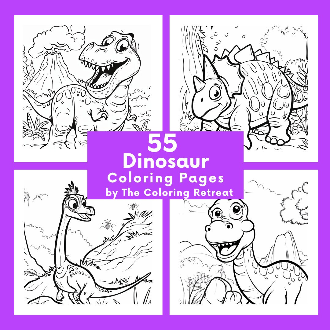 55 Dinosaur Coloring Pages | Digital Download | Printable | Kids ...