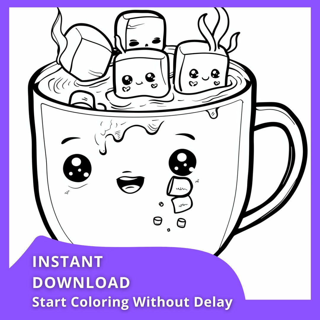 Kawaii Drinks Coloring Pages Digital Download Printable Kids Activities ...