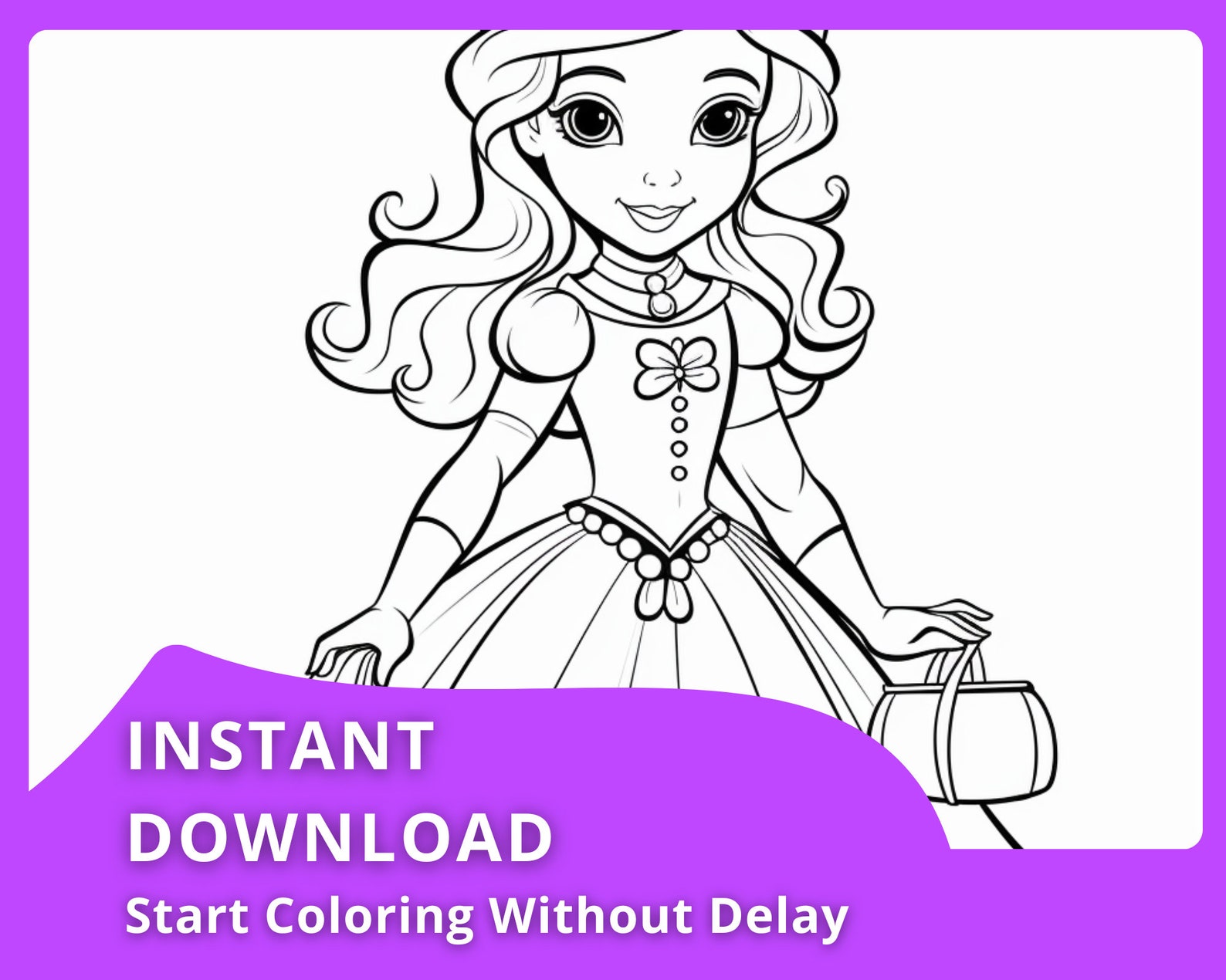 48 Simple Princess Coloring Pages Digital Download Printable Kids ...