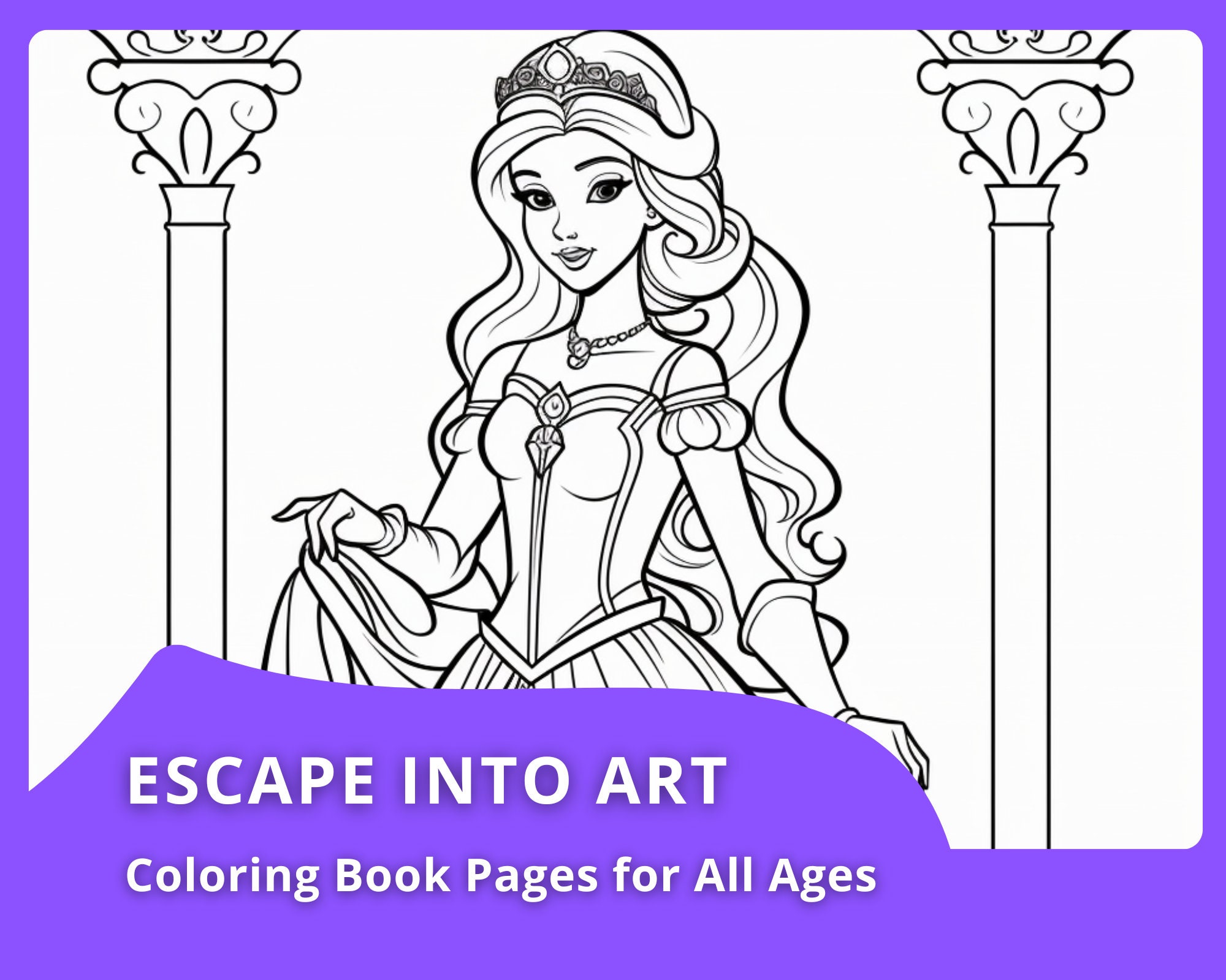 46 Princess Coloring Pages | Digital Download | Printable | Kids ...