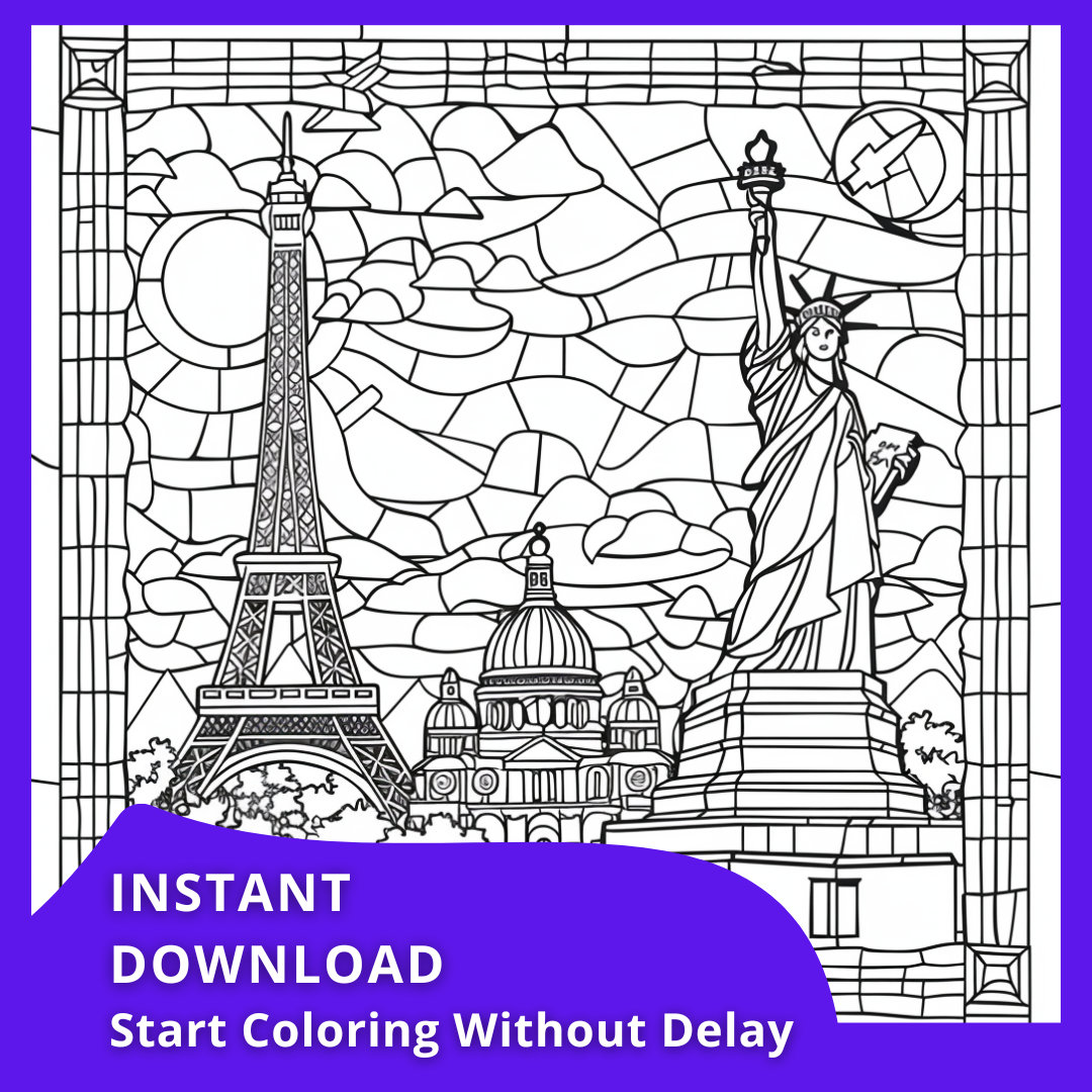 Stained Glass Coloring Pages | Digital Download | Printable | Kids ...