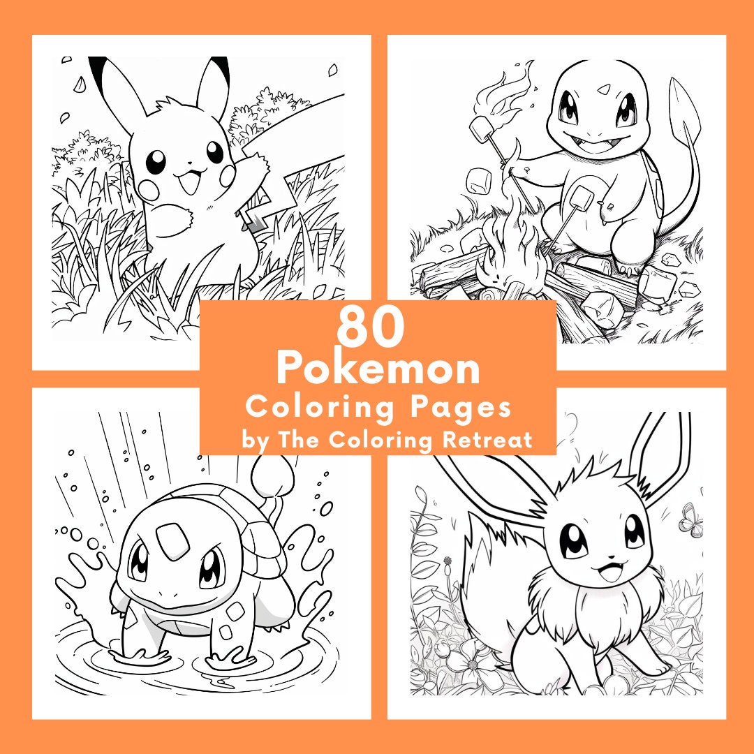 80 Pokemon Coloring Pages | Digital Download | Printable | Kids ...