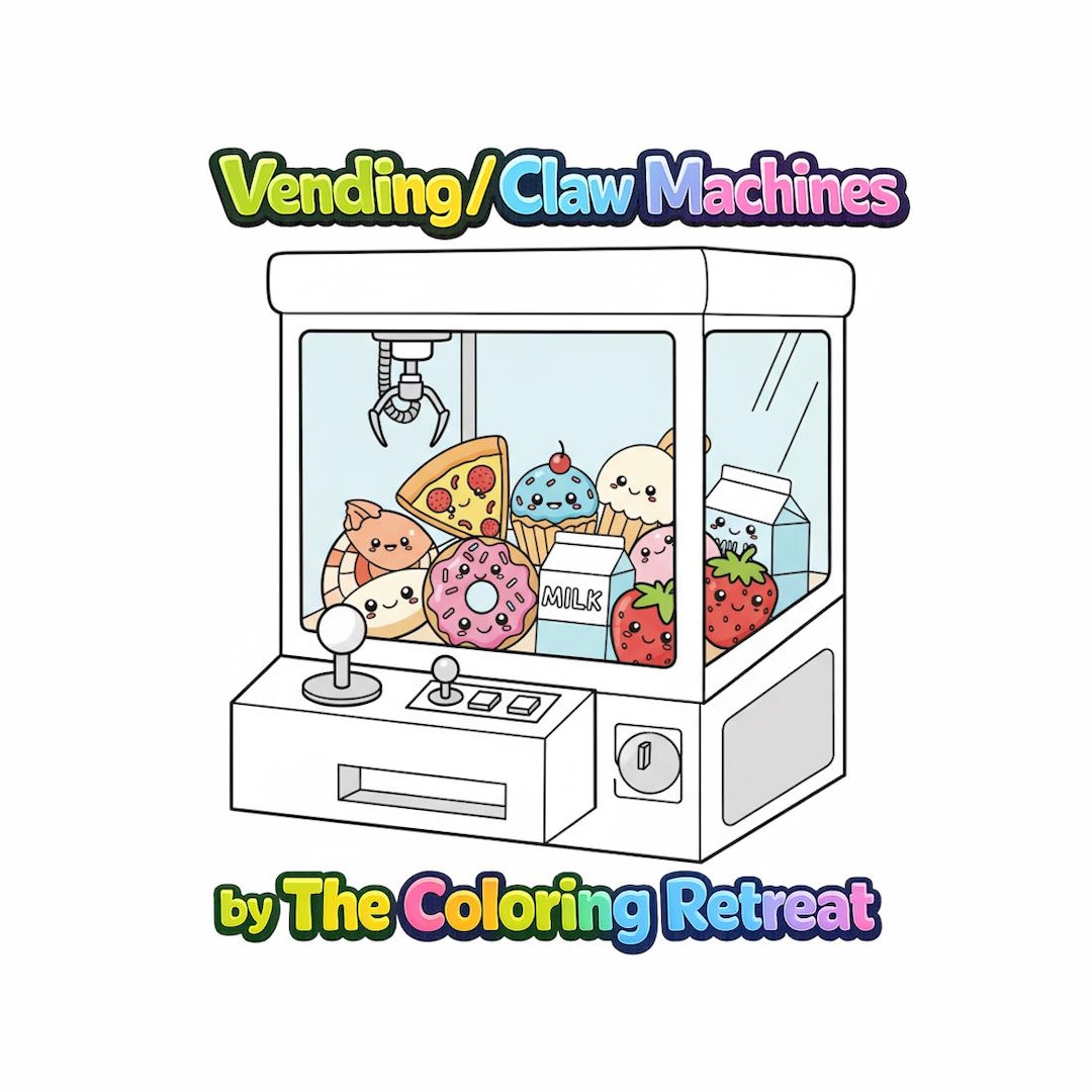 Printable Coloring Pages Digital Download | Claw Machine Coloring Book ...