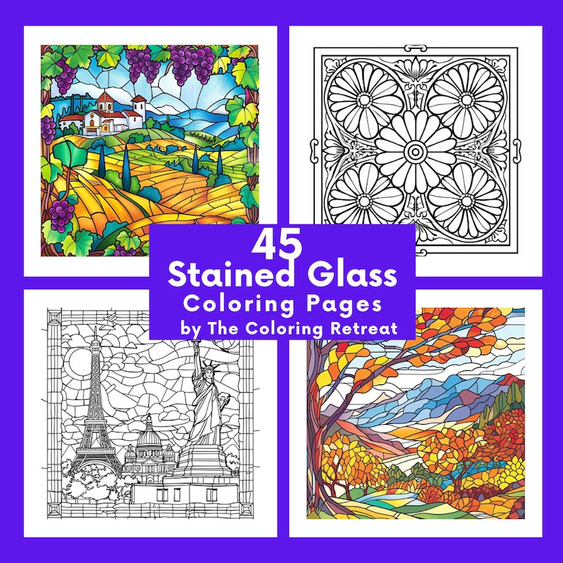 Stained Glass Coloring Pages | Digital Download | Printable | Kids ...