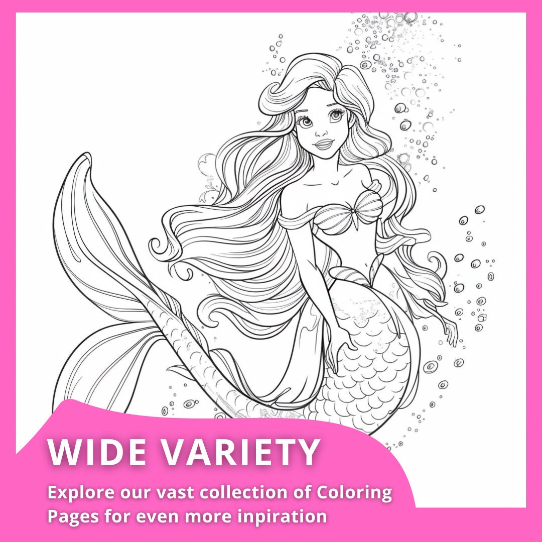 Little Mermaid Coloring Pages | Digital Download | Printable | Kids ...