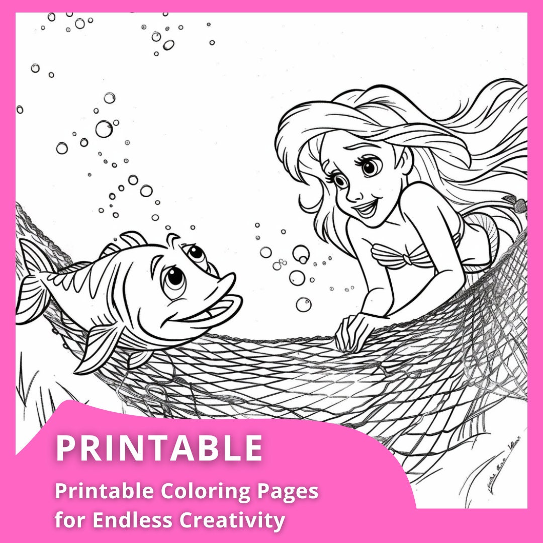 Little Mermaid Coloring Pages | Digital Download | Printable | Kids ...