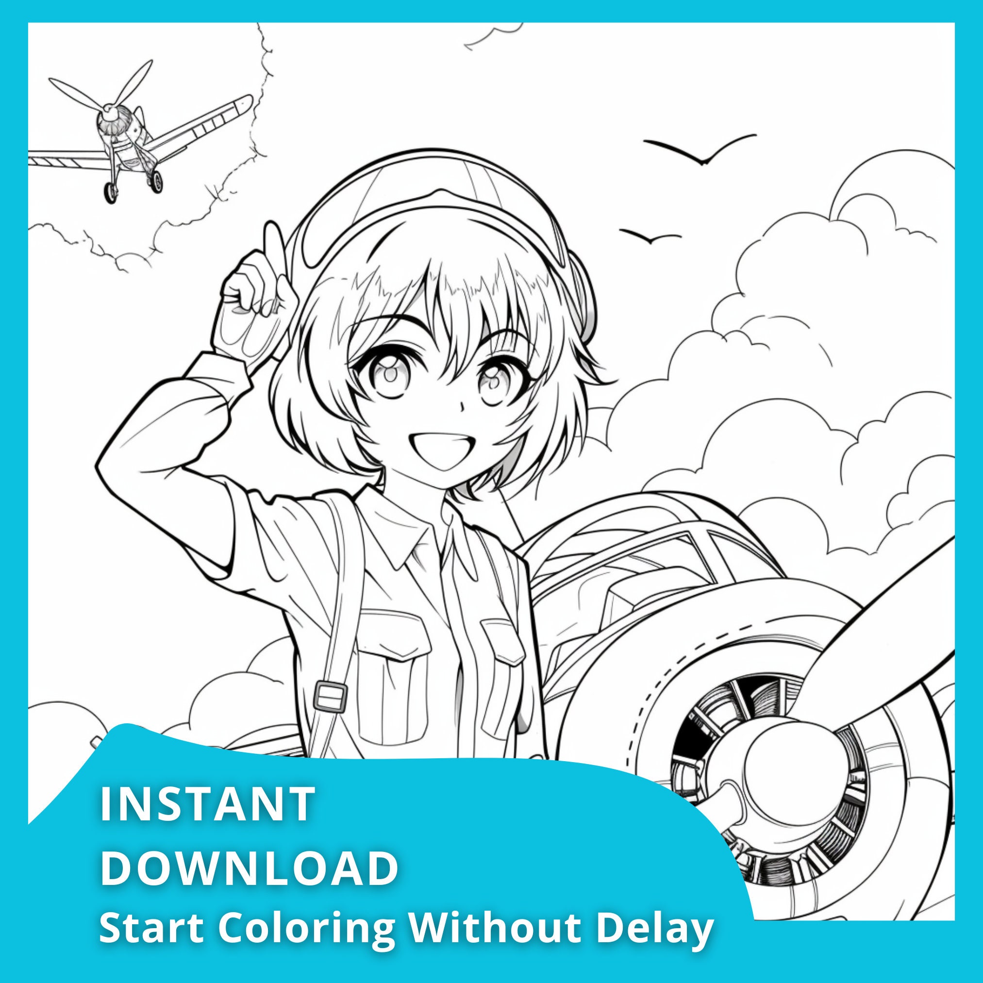 Anime Coloring Pages Digital Download Printable Kids Activities - Etsy