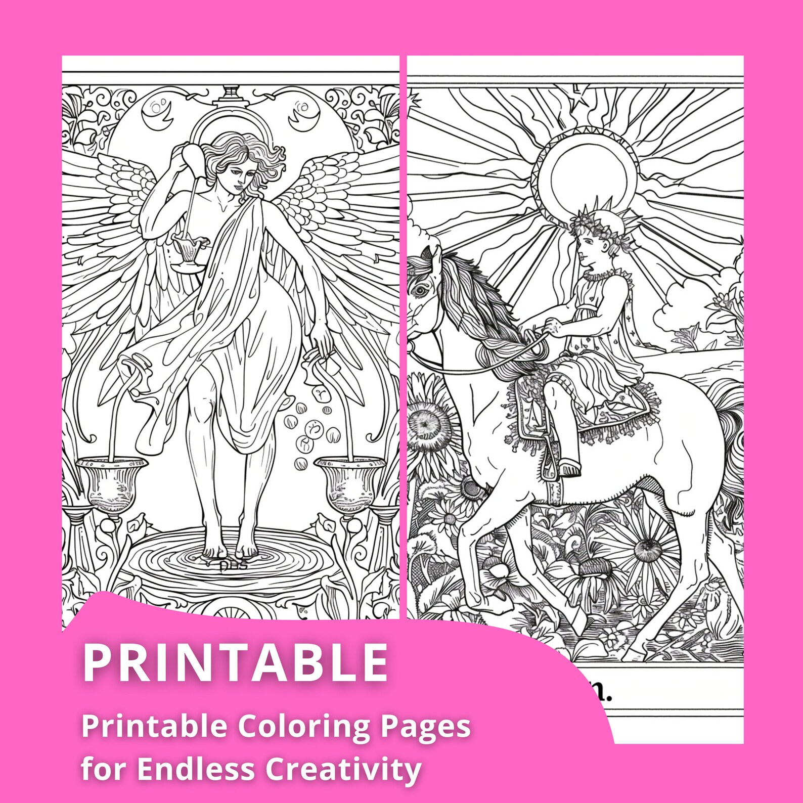 Tarot Cards Coloring Pages Digital Download Printable Kids Activities ...