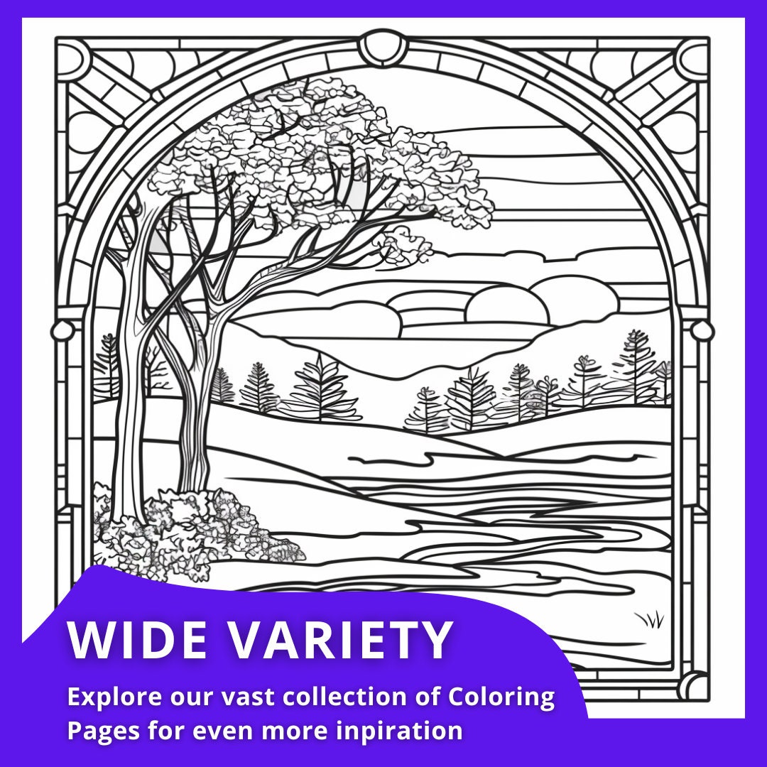 Stained Glass Coloring Pages | Digital Download | Printable | Kids ...