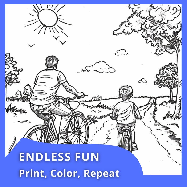 Fathers Day Coloring Pages | Digital Download | Printable | Kids ...