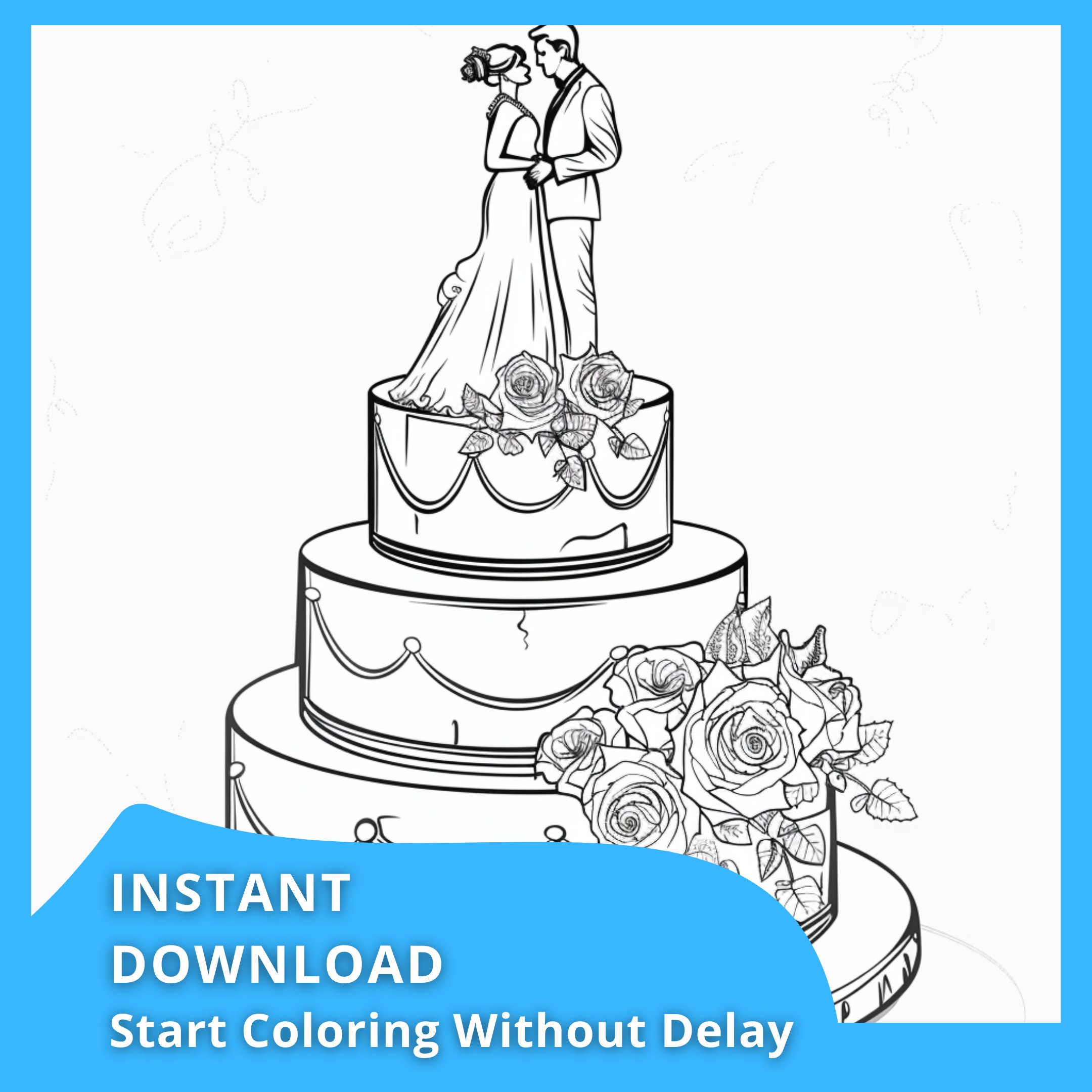Wedding Cakes Coloring Pages | Digital Download | Printable | Kids ...