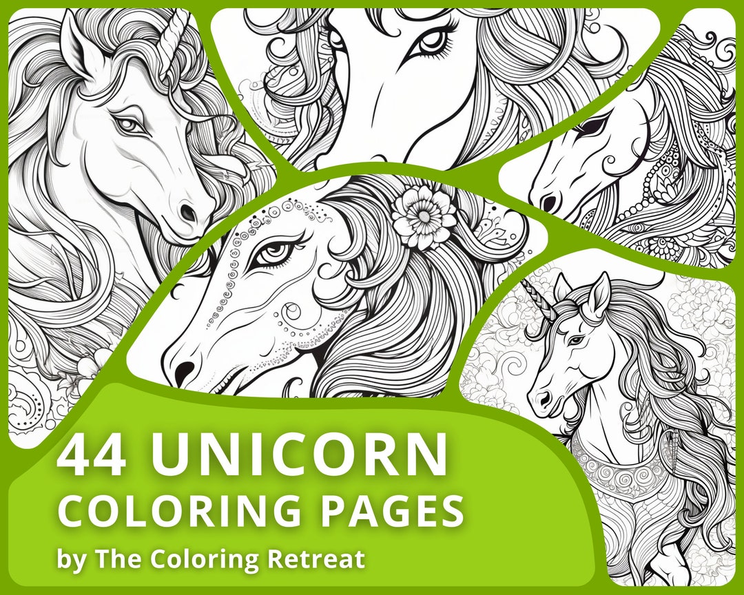 44 Unicorn Coloring Pages | Digital Download | Printable | Kids ...